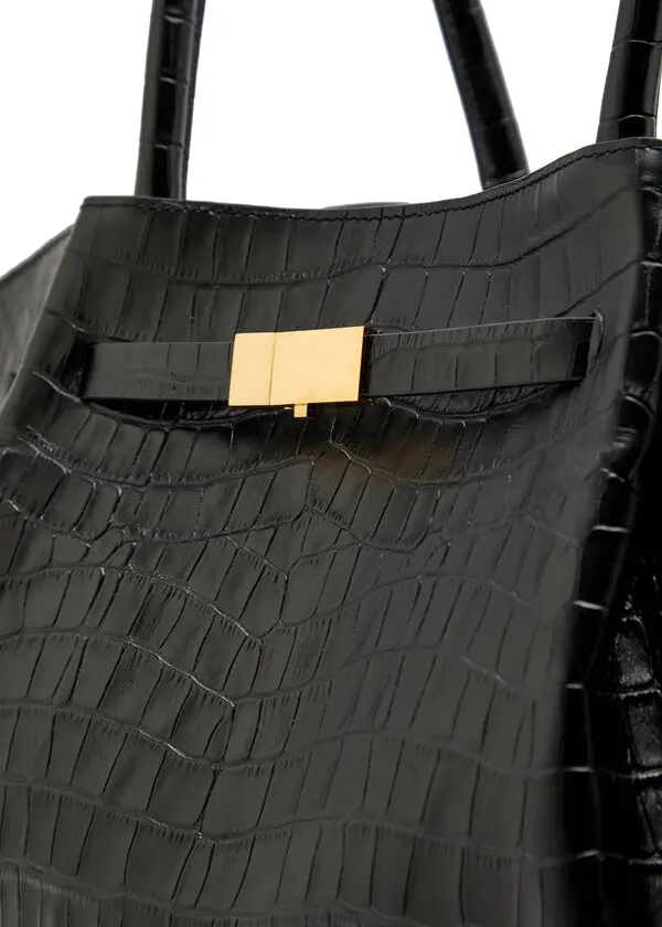 DEMELLIER Crocodile-effect Leather Tote - Black