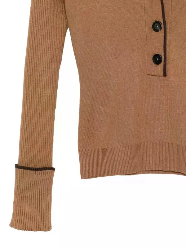 Monse Knitted Polo Top With Front Button Placket
