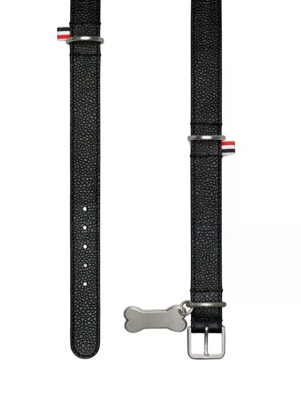 Thom Browne Pebble-grain Dog Collar With Bone Tag