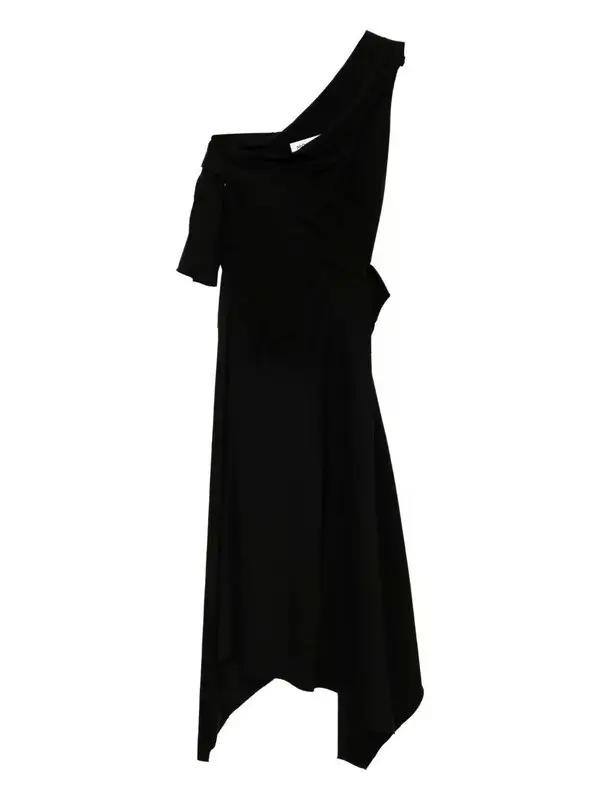 Monse Draped One-shoulder Dress - Black