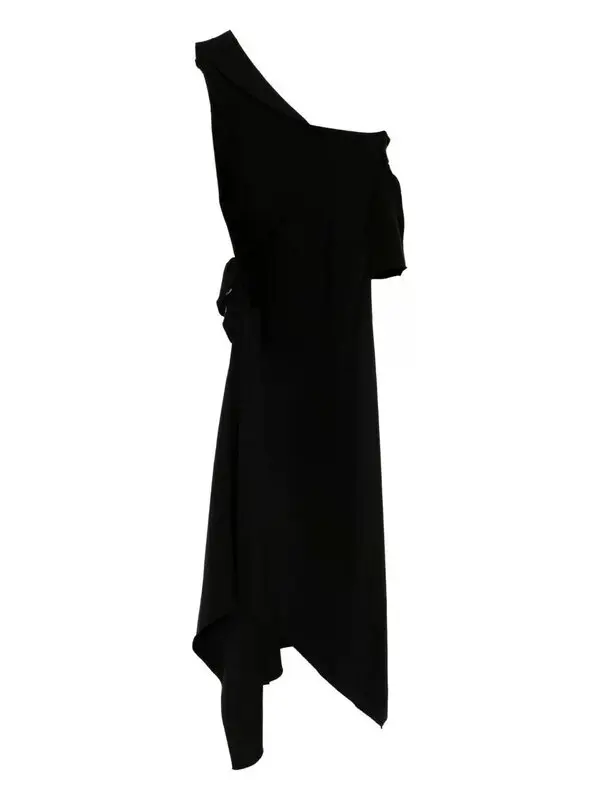Monse Draped One-shoulder Dress - Black
