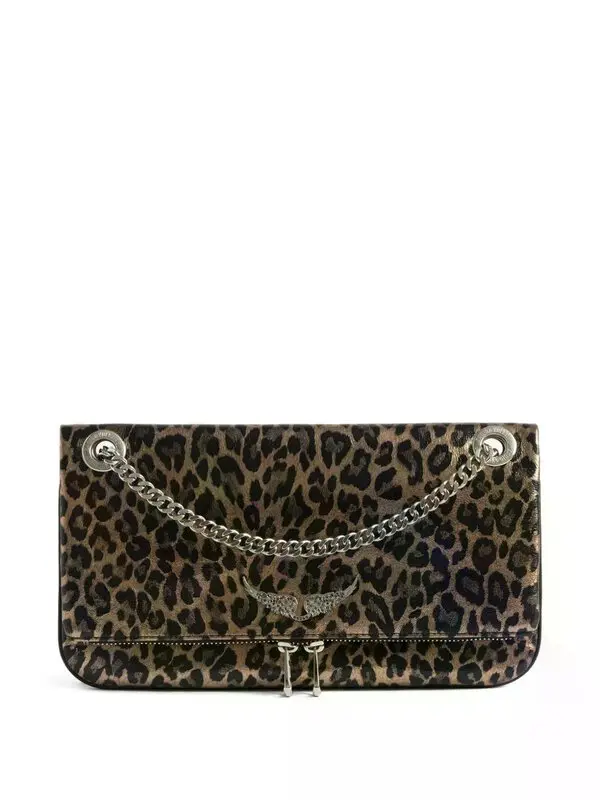 Zadig&Voltaire Rock Ii Leopard-print Clutch Bag - Brown