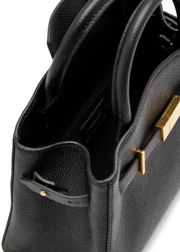 DEMELLIER Grained Leather Top Handle Bag - Black