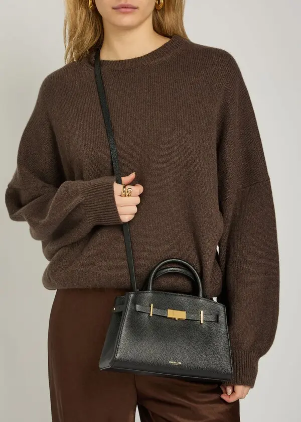 DEMELLIER Grained Leather Top Handle Bag - Black
