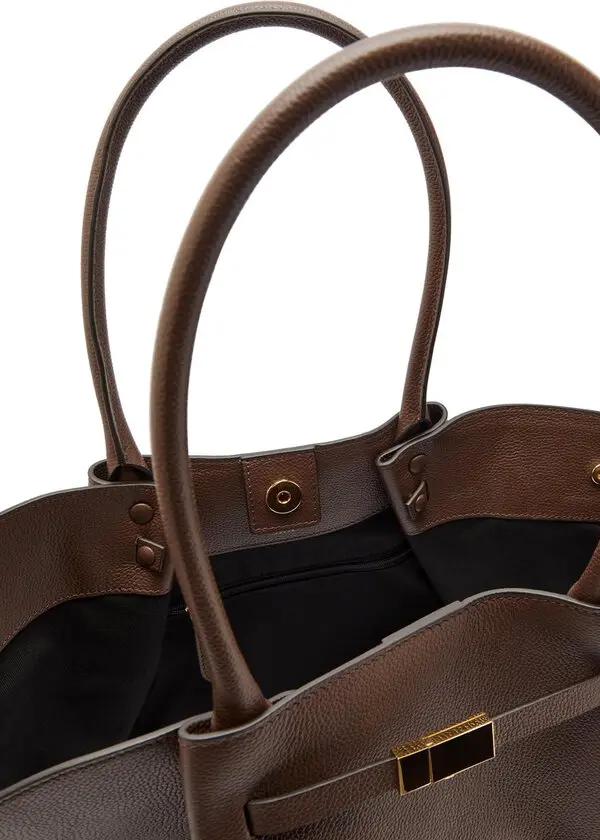 DEMELLIER The New York Leather Tote - Dark Brown