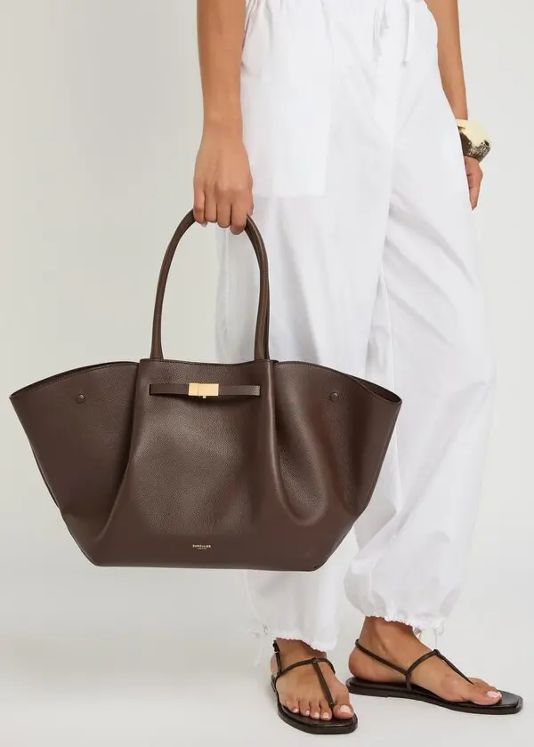 DEMELLIER The New York Leather Tote - Dark Brown