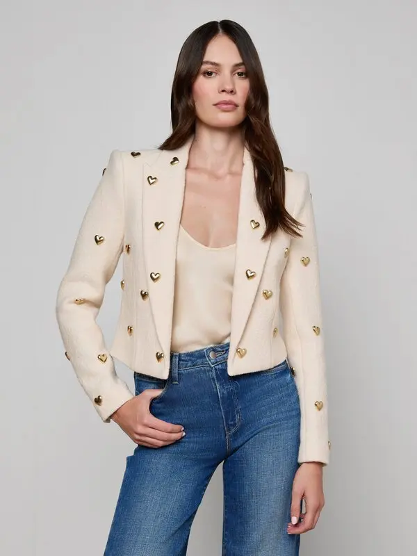 L'Agence Jen Embellished Bouclé Blazer