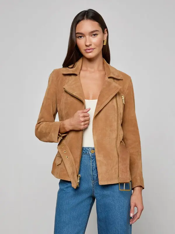 L'Agence Dinah Suede Biker Jacket