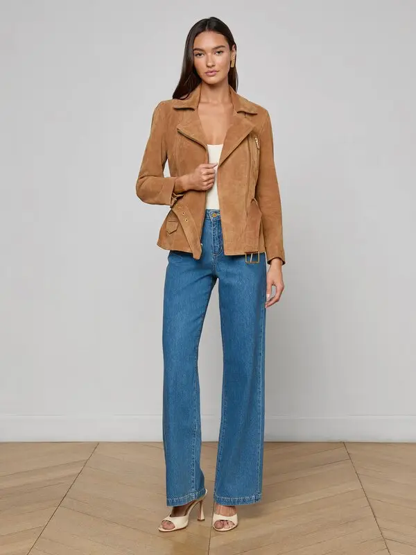 L'Agence Dinah Suede Biker Jacket