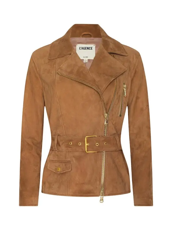 L'Agence Dinah Suede Biker Jacket