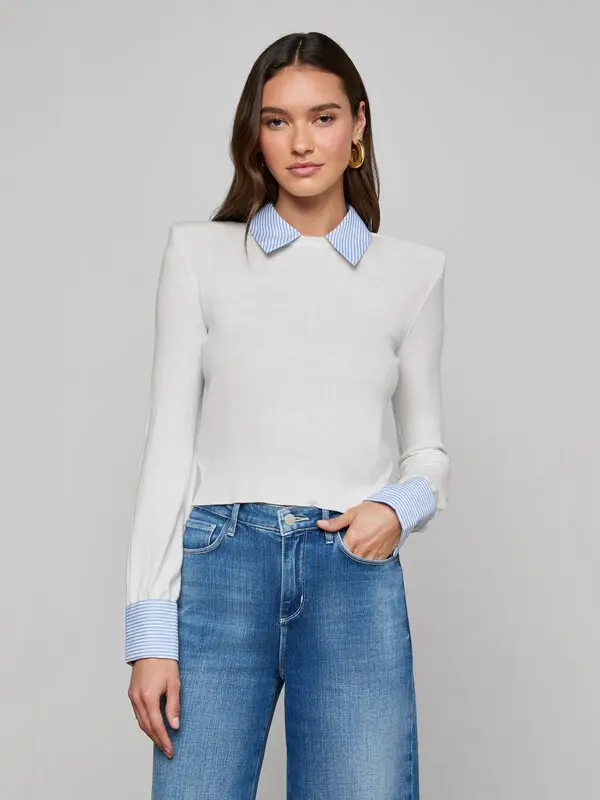 L'Agence April Poplin Collar Pullover
