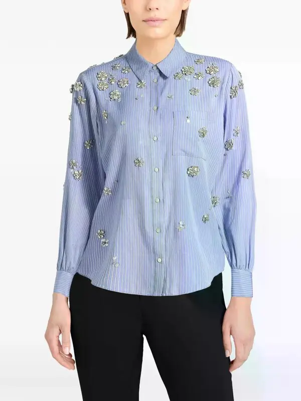 Cinq À Sept Lola Striped Flower-embellished Shirt