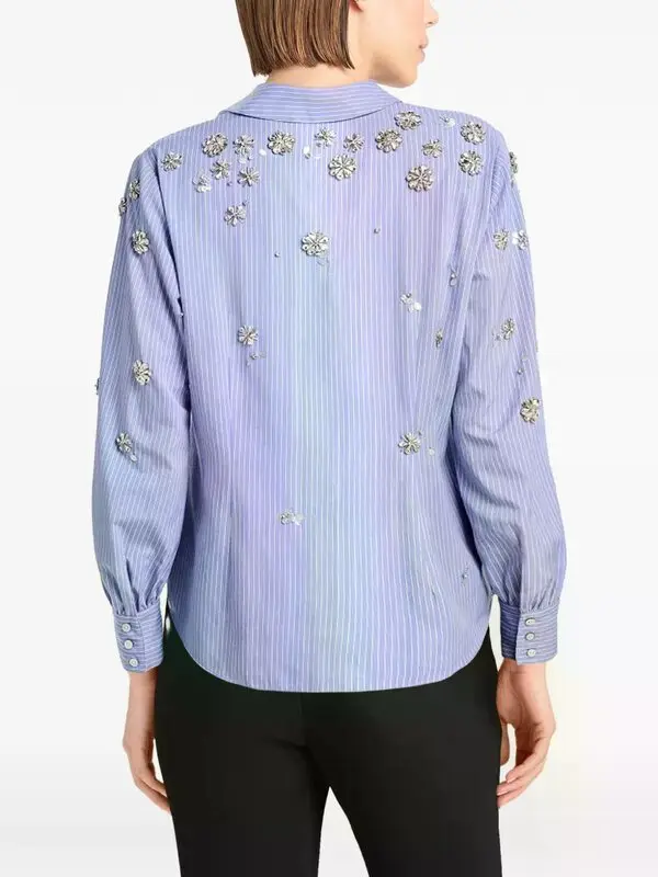 Cinq À Sept Lola Striped Flower-embellished Shirt