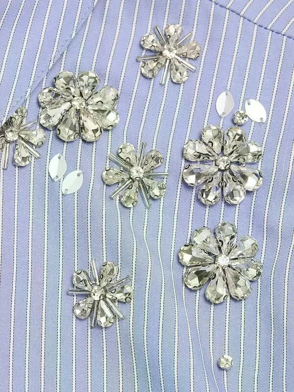 Cinq À Sept Lola Striped Flower-embellished Shirt