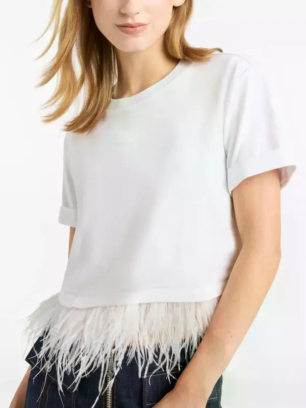 Cinq À Sept Feather-trimmed Tee - White