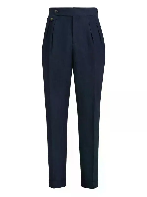 Brunello Cucinelli Pleated Trousers With Button Detailing - Blue