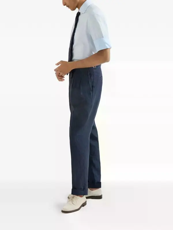 Brunello Cucinelli Pleated Trousers With Button Detailing - Blue
