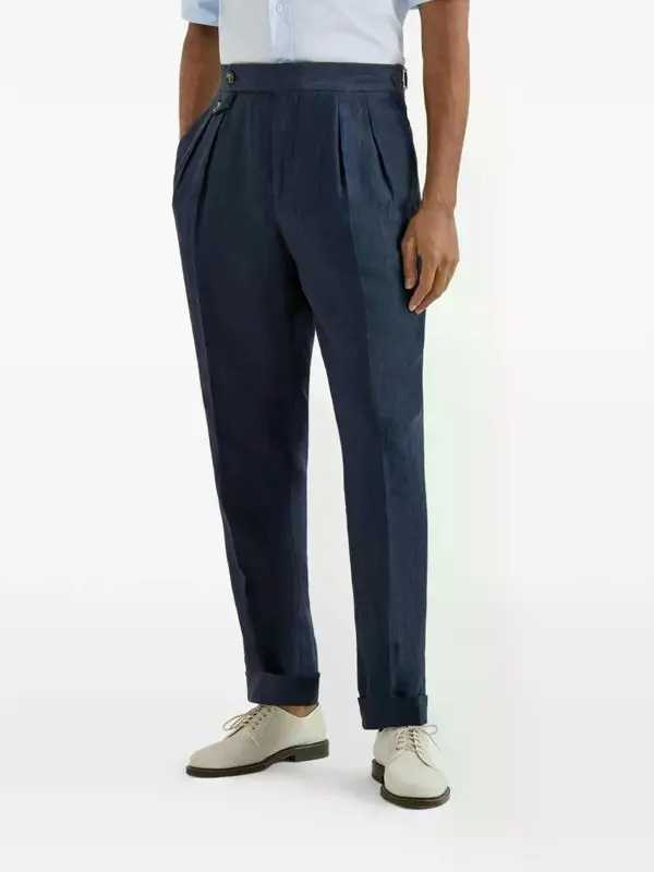 Brunello Cucinelli Pleated Trousers With Button Detailing - Blue