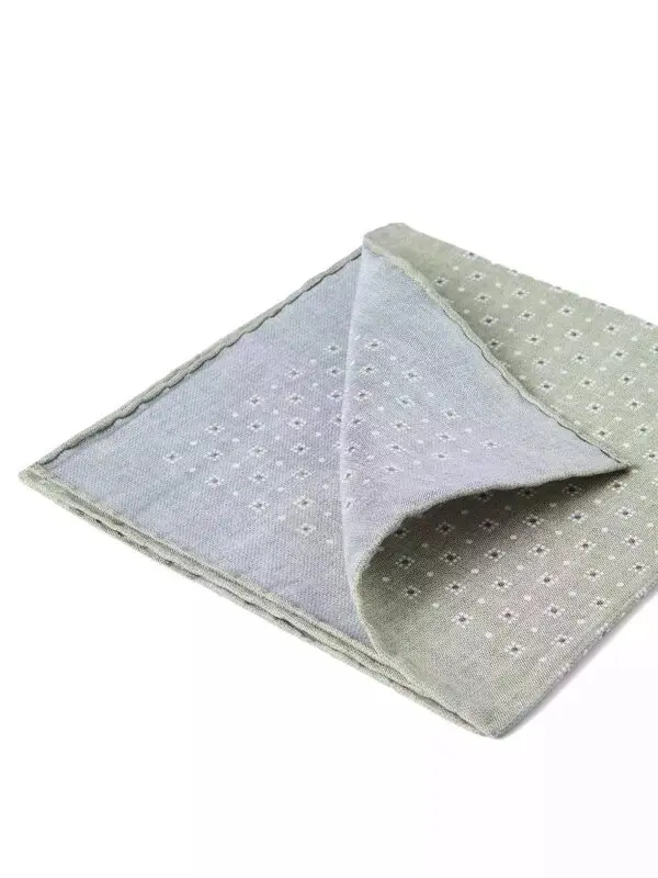 Brunello Cucinelli Geometric-print Silk Pocket Square - Green
