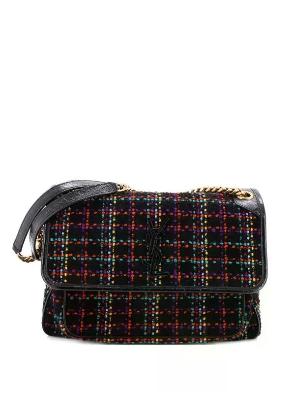 Saint Laurent Niki Chain Flap Bag Matelasse Chevron Tweed Medium