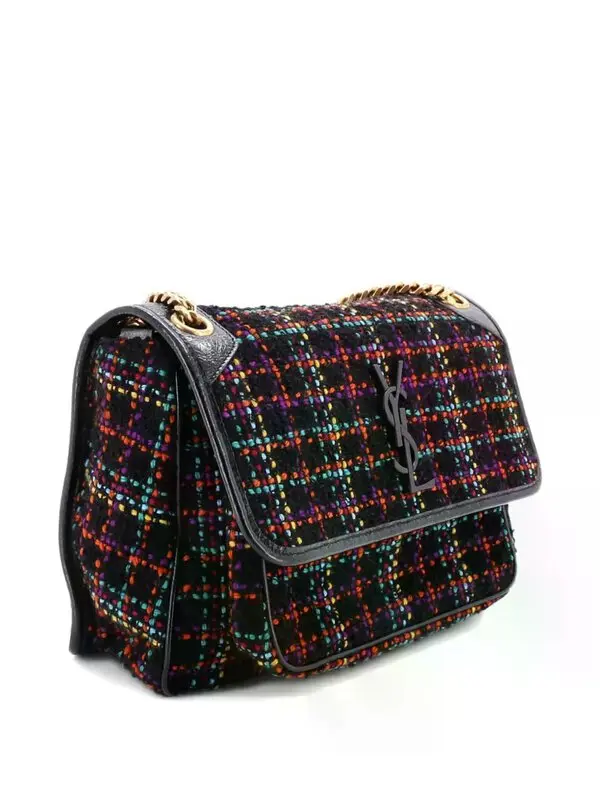 Saint Laurent Niki Chain Flap Bag Matelasse Chevron Tweed Medium