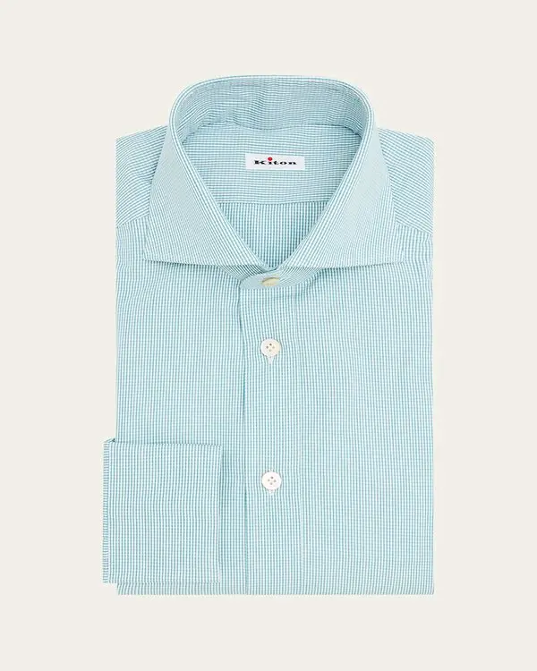 Kiton Mini-check Cotton Dress Shirt