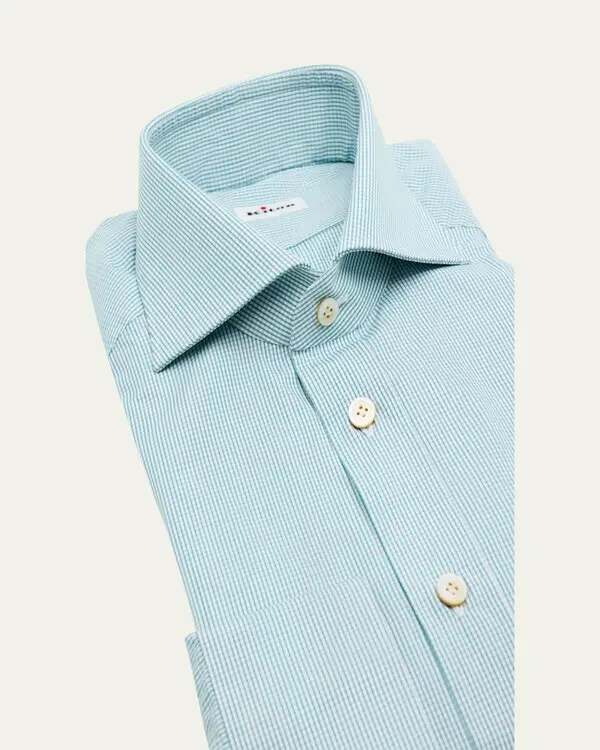 Kiton Mini-check Cotton Dress Shirt