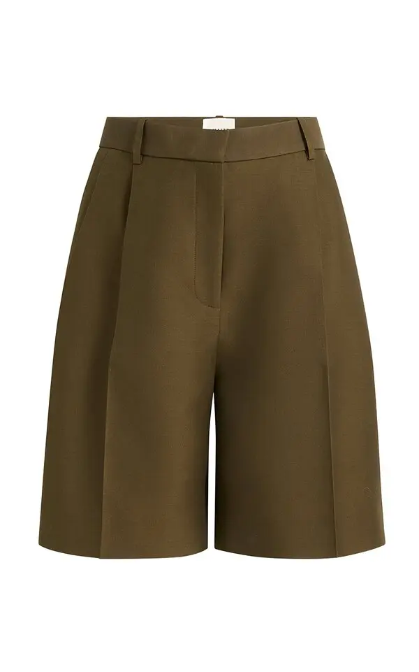 Khaite Auggie Wool-silk Knee-length Shorts - Olive