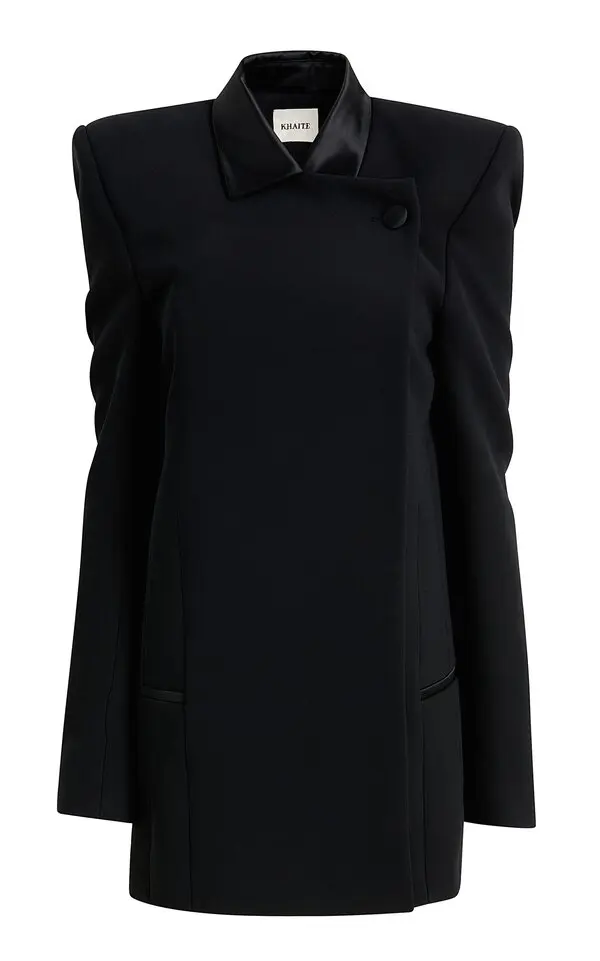 Khaite Armair Crepe Blazer With Shawl Collar - Black