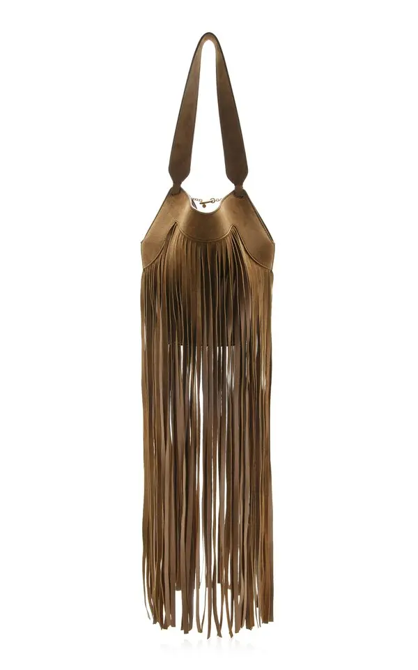 Khaite Lotus Nano Fringed Suede Tote Bag - Brown