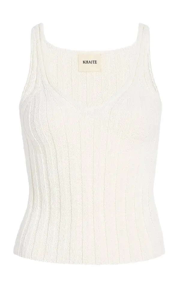 Khaite Ribbed Cotton-blend Tank Top - White