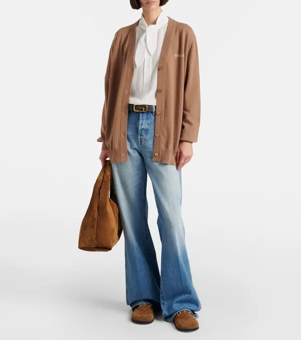 Gucci Gg Horsebit Suede Mules - Brown