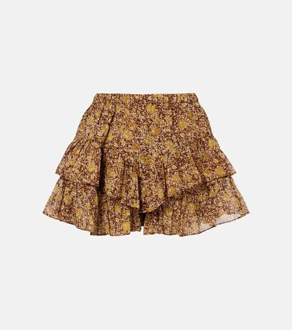 MARANT ETOILE Jocadia Floral Tiered Cotton Voile Shorts - Multicoloured