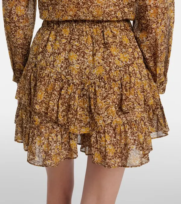 MARANT ETOILE Jocadia Floral Tiered Cotton Voile Shorts - Multicoloured