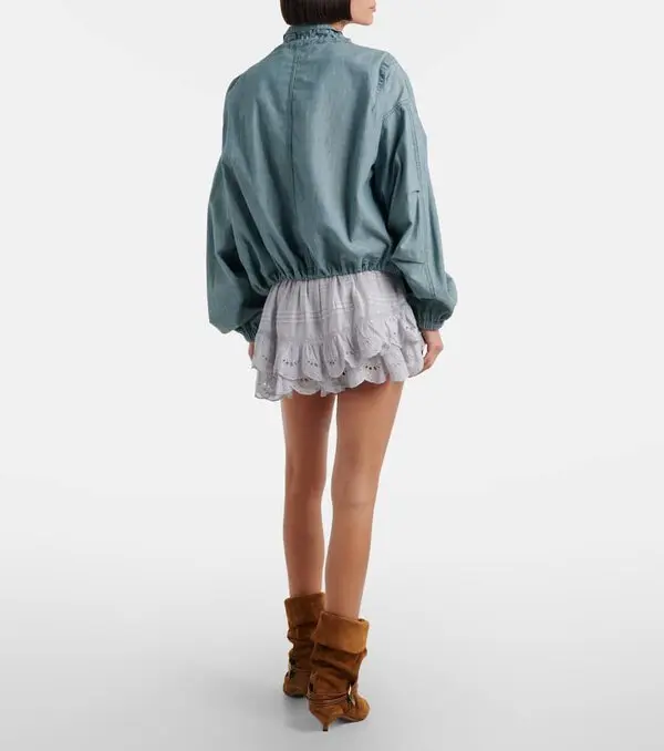 MARANT ETOILE Puria Cotton Broderei Anglaise Shorts - Blue