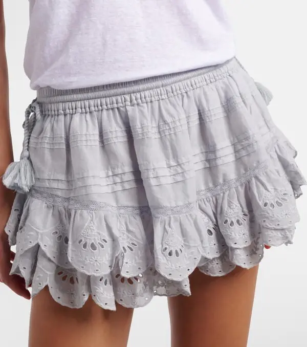 MARANT ETOILE Puria Cotton Broderei Anglaise Shorts - Blue