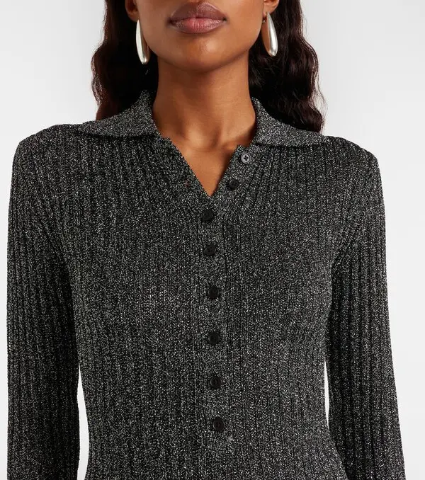 THE FRANKIE SHOP Solana Knitted Lamé Bodysuit - Black