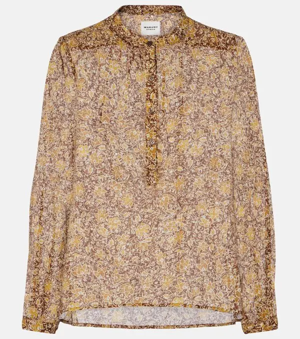 MARANT ETOILE Maria Floral Cotton Voile Blouse - Green