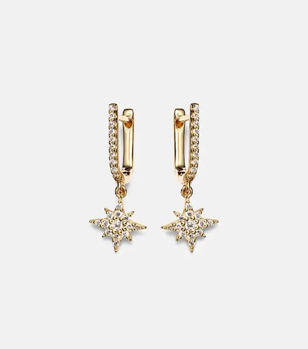 STONE AND STRAND Northern Star 14kt Diamond Drop Earrings - Gold