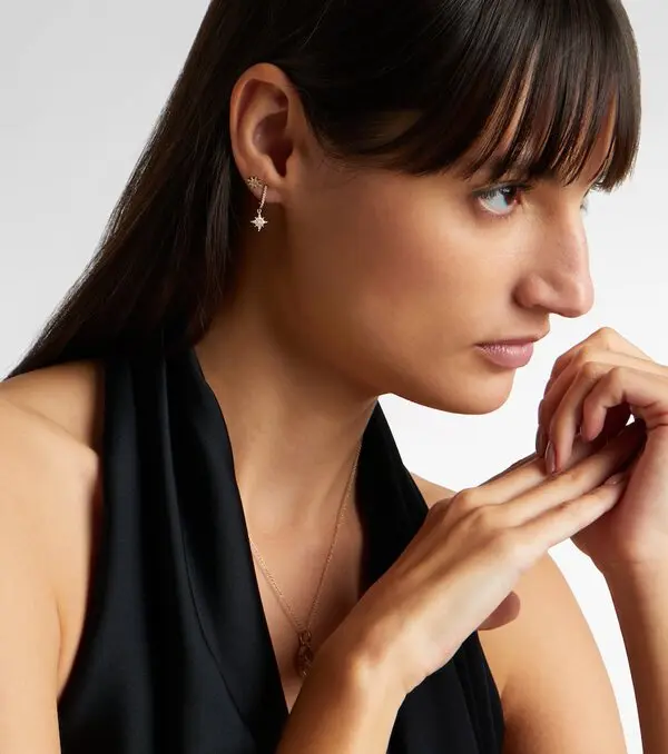 STONE AND STRAND Northern Star 14kt Diamond Drop Earrings