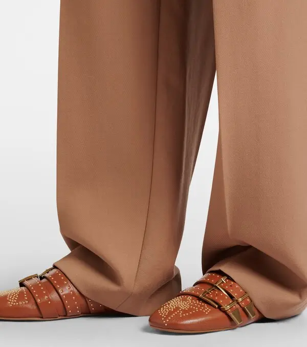 Chloé Susanna Studded Leather Ballet Flats - Brown