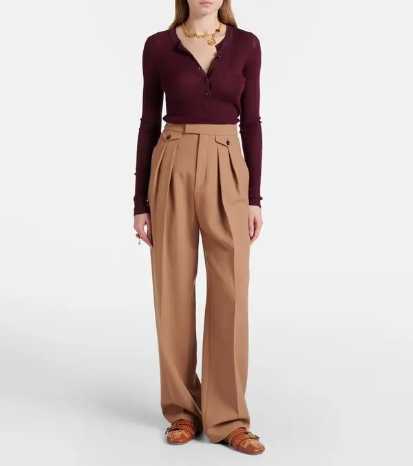 Chloé Susanna Studded Leather Ballet Flats - Brown