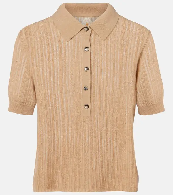 Jardin Des Orangers Ribbed-knit Cashmere Polo Shirt - Brown