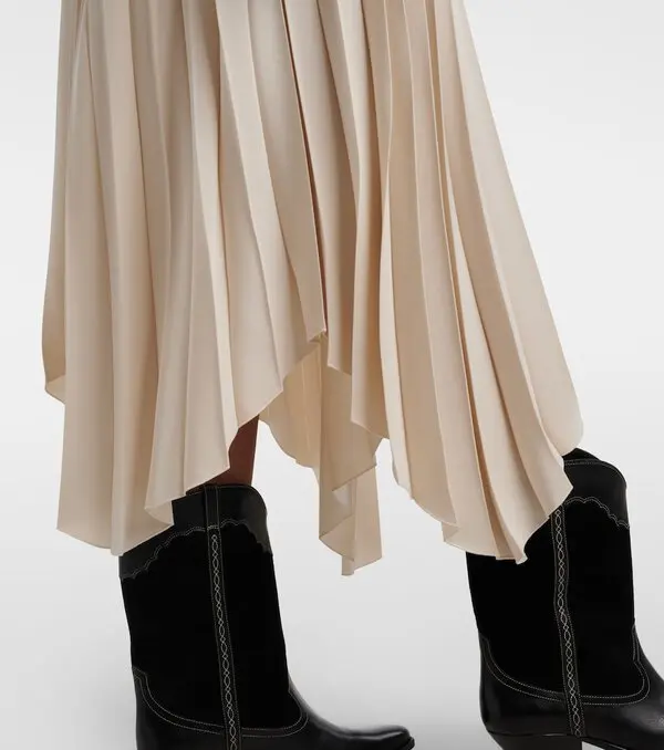 Isabel Marant Étoile Felixa Plissé Crêpe Midi Skirt - White