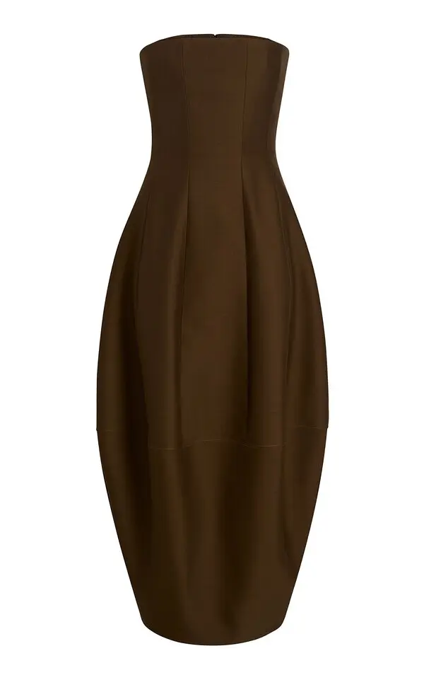 Khaite Strapless Silk Blend Maxi Dress - Olive