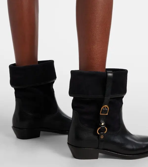 Isabel Marant Étoile Ildra 35 Leather And Suede Ankle Boots - Black
