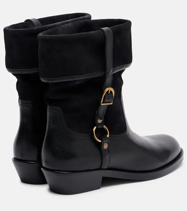 Isabel Marant Étoile Ildra 35 Leather And Suede Ankle Boots - Black