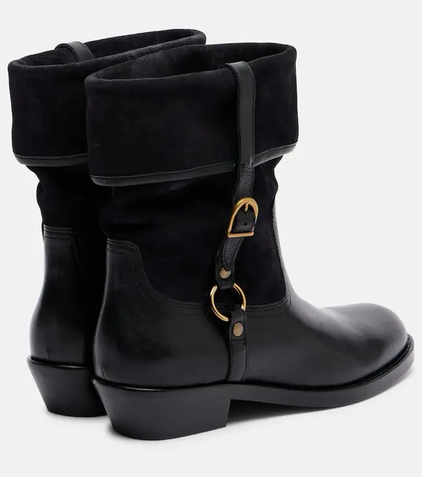 Isabel Marant Étoile Ildra 35 Leather And Suede Ankle Boots - Black
