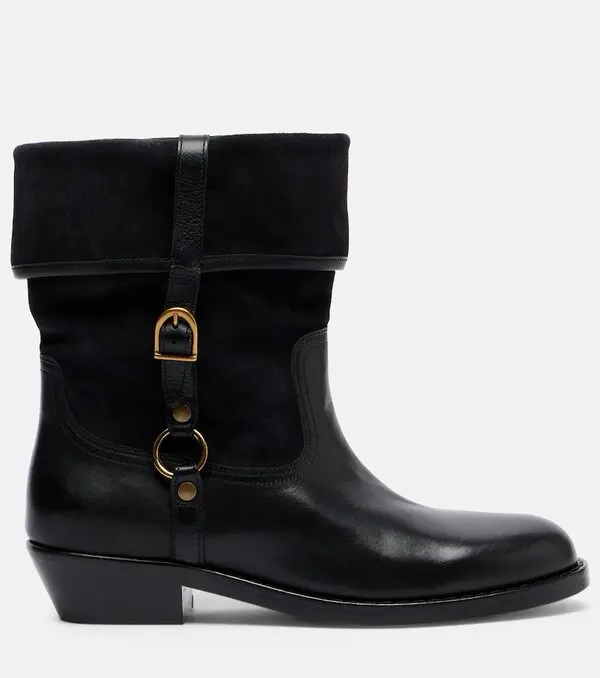 Isabel Marant Étoile Ildra 35 Leather And Suede Ankle Boots - Black