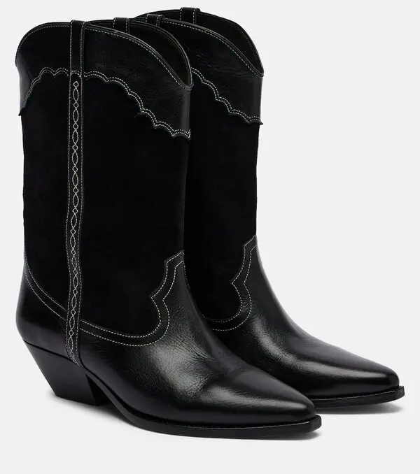 Isabel Marant Étoile Duerte Leather And Suede Cowboy Boots
